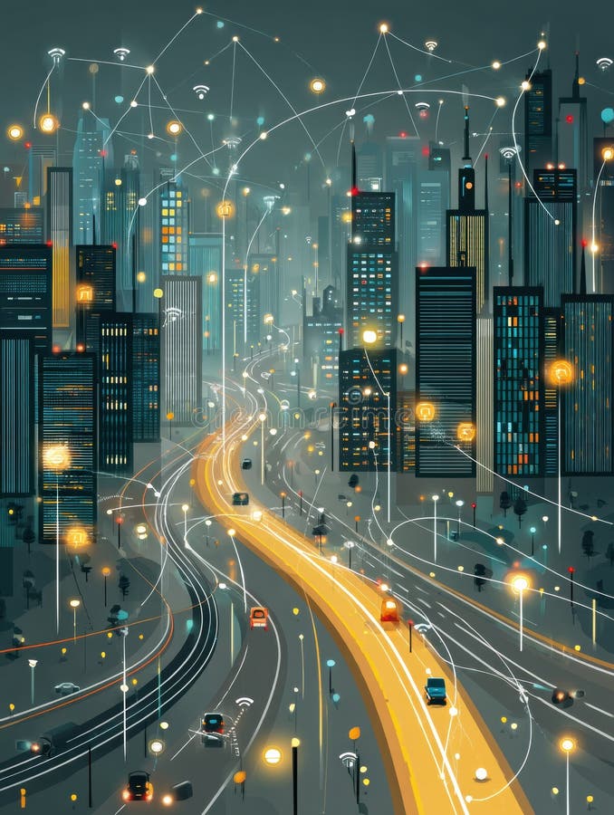 Innovative Smart City Illuminated Roads Interconnected Iot Devices ...