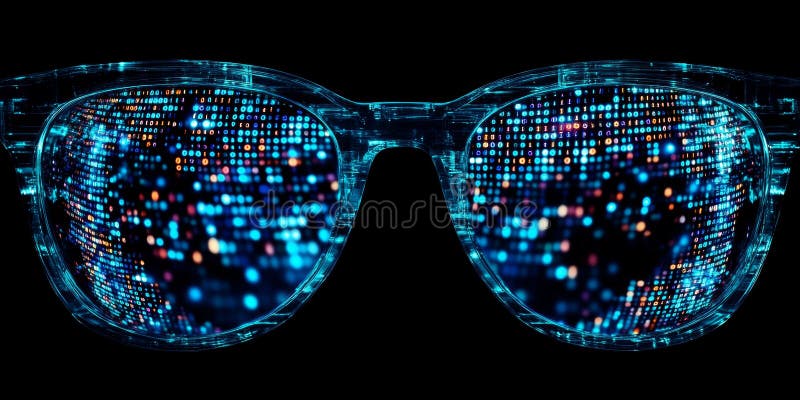 Innovative Smart Glasses Reflecting Digital Data Vibrant Colors Stock ...