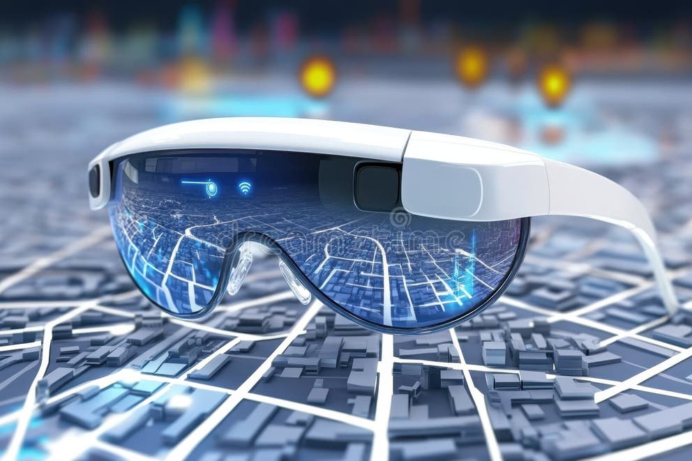 Innovative Smart Glasses Display Augmented Reality Over a City Map ...
