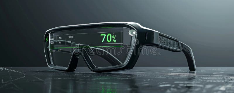 Close-up of Smart Glasses with LED Display Showcasing Tech Interface ...