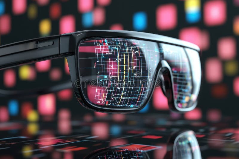 Innovative Smart Glasses Reflecting Digital Data in Vibrant Colors ...