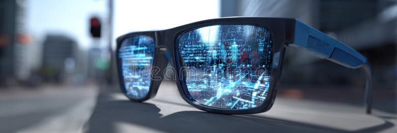 Innovative Smart Glasses Showcasing Digital Data Visualization in an ...