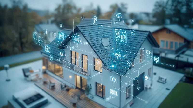 Innovative Smart Home Exterior with Digital Features and Modern ...