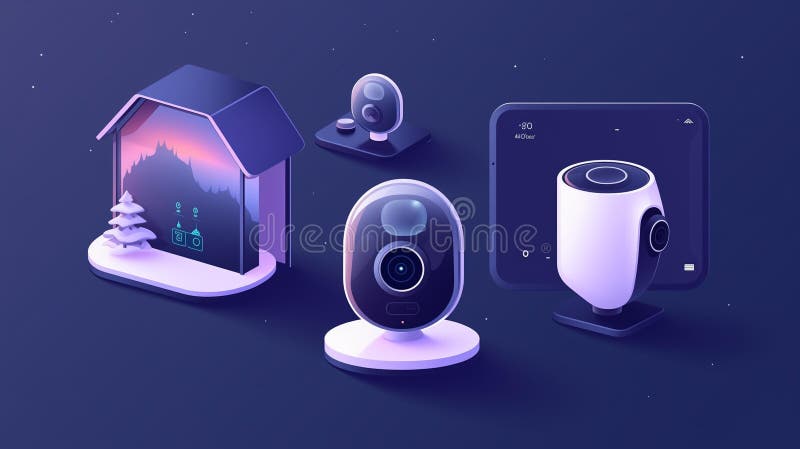 Innovative Smart Home Security Devices Display Modern Digital Setting ...