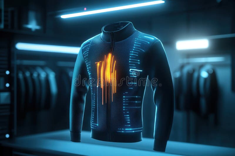 Innovative Smart Jacket with Glowing Technology Displayed in Futuristic ...