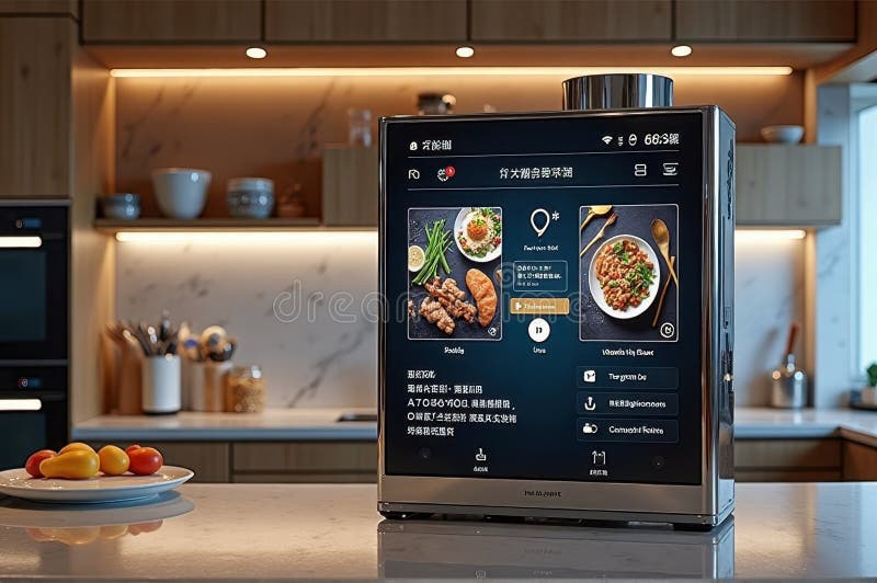 Innovative Smart Kitchen Appliance Touchscreen Display Modern Setting ...