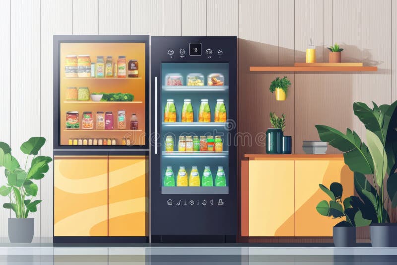 Futuristic Smart Refrigerator Built Grocery Order Screen Modern Kitchen ...