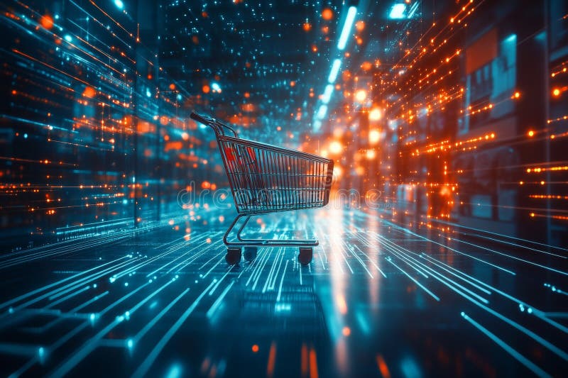 Innovative Smart Retail Solutions a Futuristic Shopping Cart in a Data ...