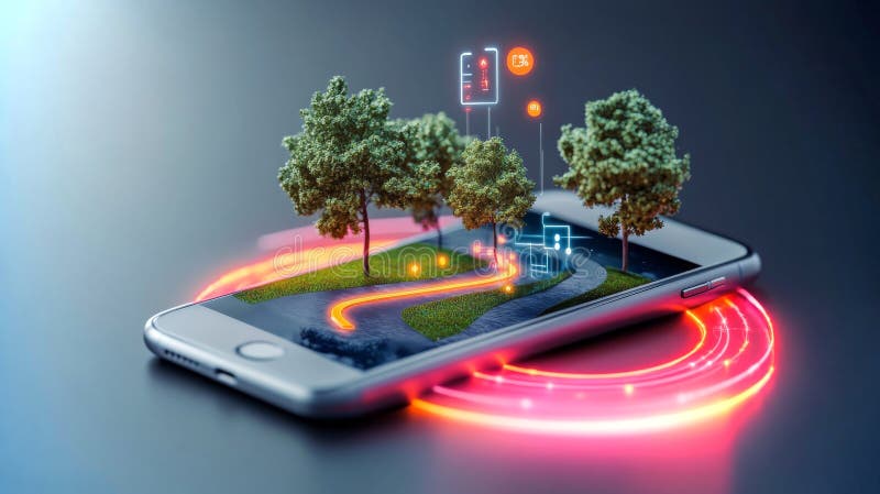 Innovative Smartphone Design Featuring a Miniature Park and Glowing ...