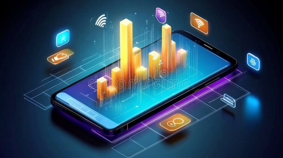 Innovative Smartphone Displaying Data Analytics and Connectivity Icons ...