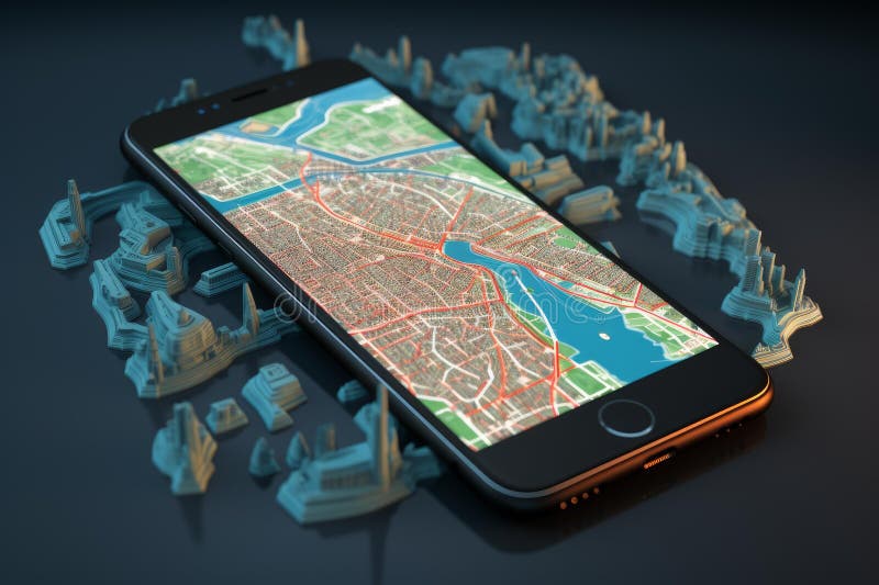 Innovative Smartphone Map App. Generate Ai Stock Image - Image of ...
