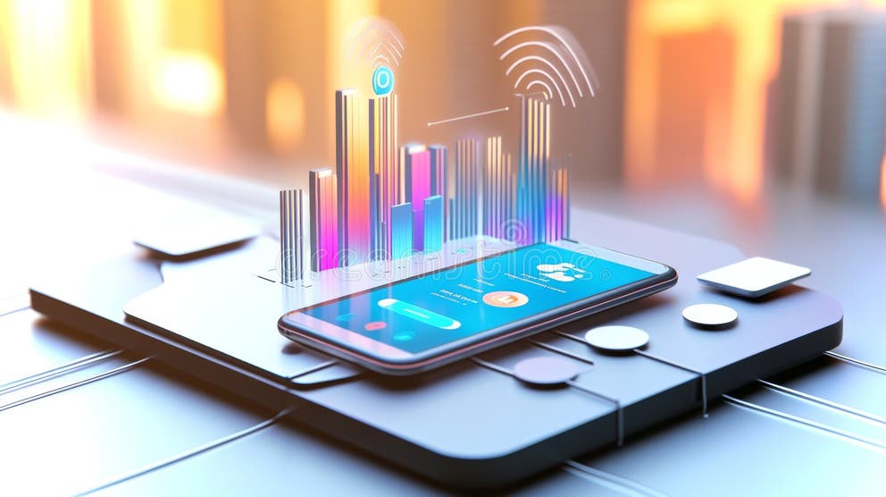 Innovative Smartphone Showcasing Smart Home Technology with Vibrant Interactive Display Stock ...