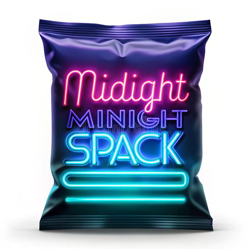 Midnight Snack Packaging with Glow in the Dark Neon Details Stock ...