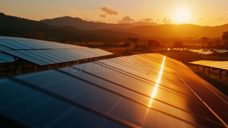 An Innovative Solar Farm with Rows of Gleaming Solar Panels Stock Image ...
