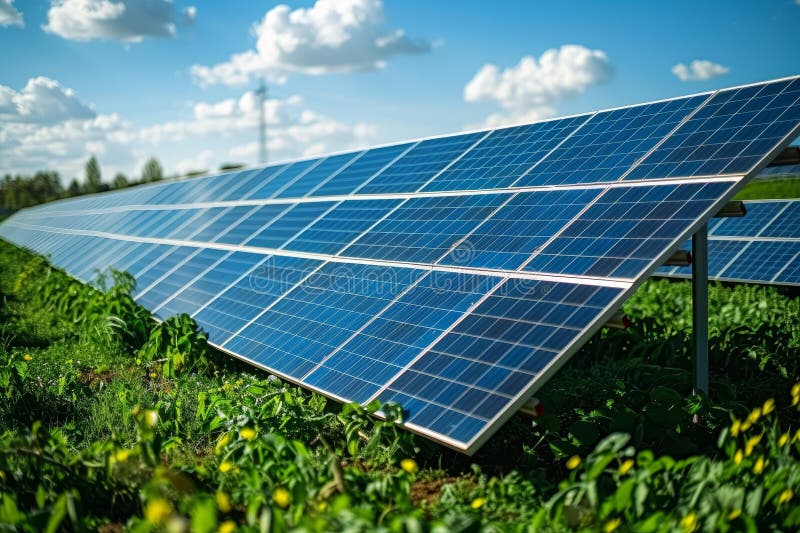 Innovative Solar Power Plant Blue Panels for Regenerative Electricity ...