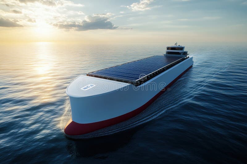Innovative Solar-powered Cargo Ship Cruising through Calm Waters at ...