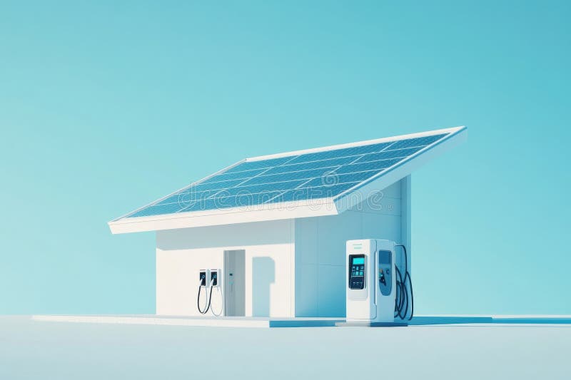 Innovative Solar Powered Ev Charging Station Rooftop Panels Under Clear ...