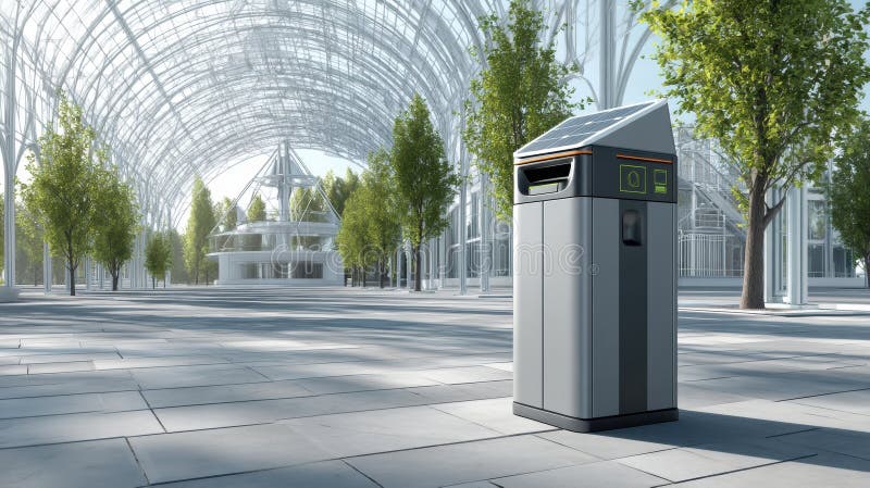 Innovative Solar-Powered Garbage Bin Compactor in Eco-Futuristic Park ...