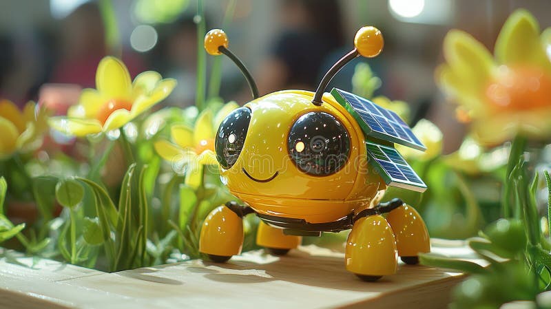 Innovative Solar Powered Robot with Cheerful Design Stock Illustration ...