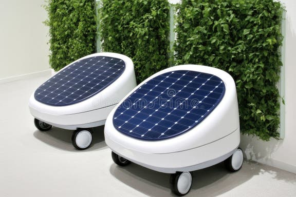Innovative Solar-powered Robots with Green Wall Backdrop for ...