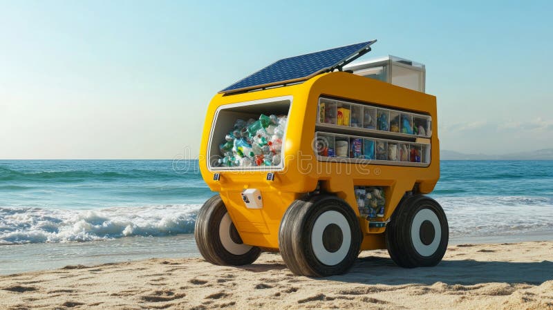 Innovative Solar-powered Waste Collection Robot on the Beach during the ...