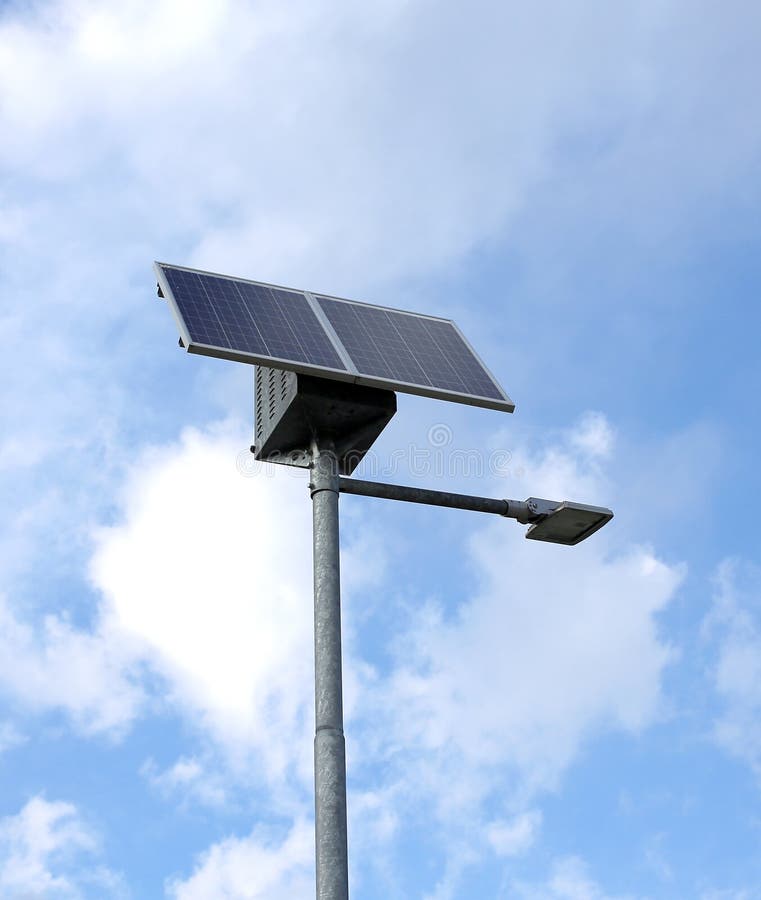 Solar Energy Street Lamp With Photovoltaic Cells In A Mountain Stock ...