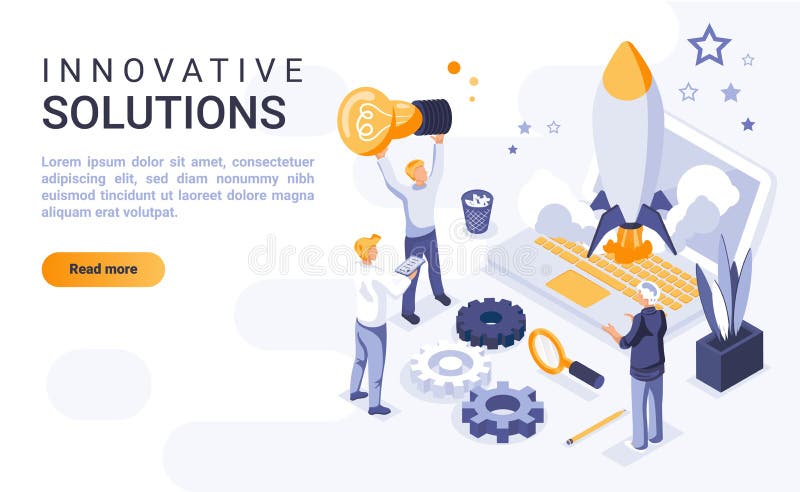 Innovative Solutions Landing Page Isometric Stock Vector - Illustration ...