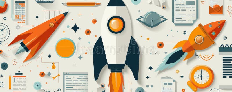 Innovative Space and Science Themed Decorative Illustration Featuring ...