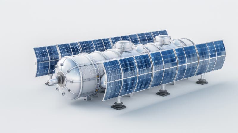 Innovative Space Station Module with Attached Solar Panels, Isolated on ...