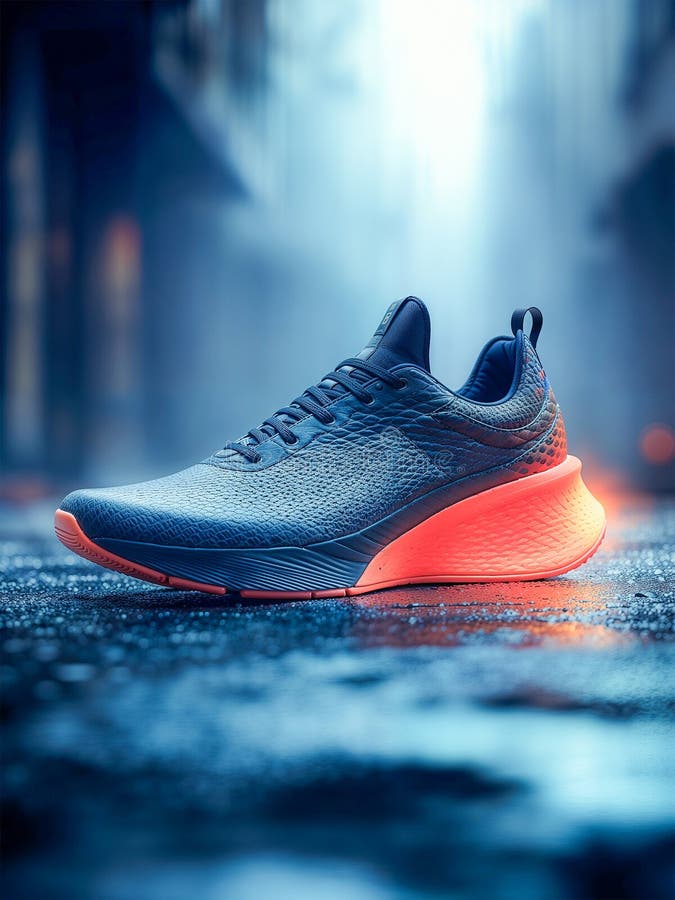 Innovative Sports Shoe Showcased in Urban Setting with Dramatic ...