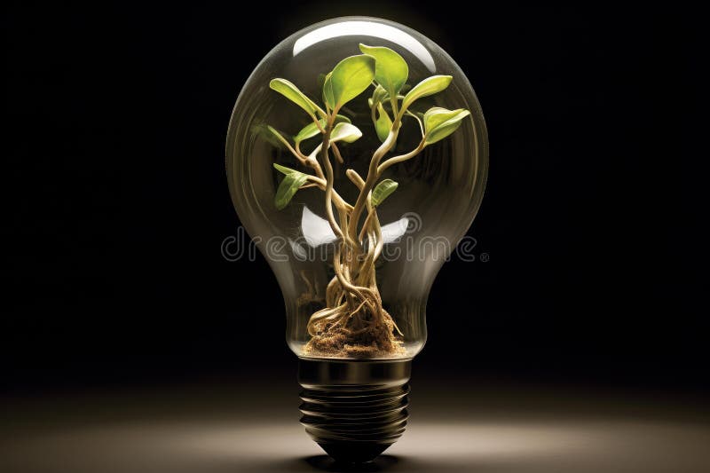 Innovative Sprout Idea Bulb Tree. Generate Ai Stock Photo - Image of ...