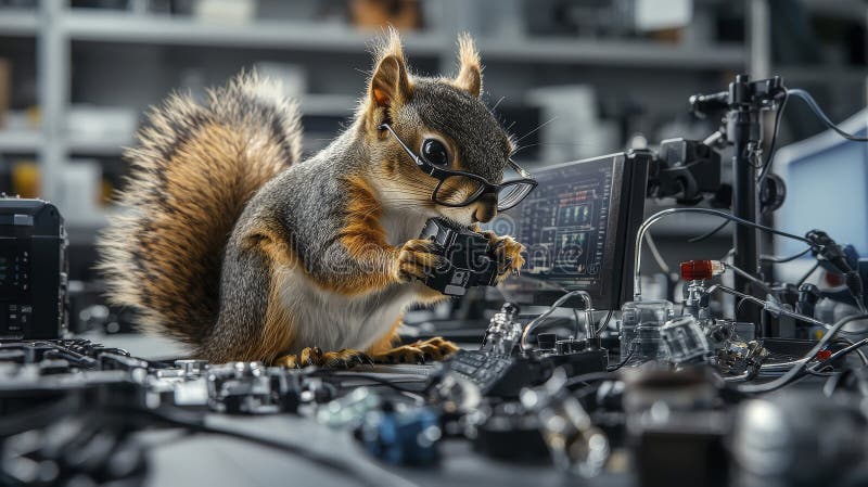 Innovative Squirrel Researching Technology Innovations in a Lab ...