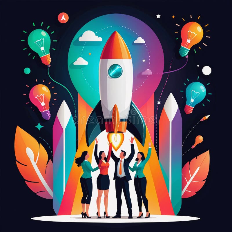 Innovative Startup Launch: a Vibrant Journey To Success. Stock ... Innovative Startup Launch: a Vibrant Journey To Success. Stock ...