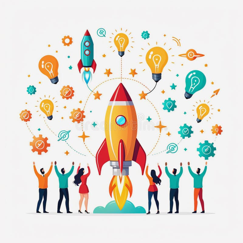 Innovative Startup Launch: a Vibrant Journey To Success. Stock ... Innovative Startup Launch: a Vibrant Journey To Success. Stock ...