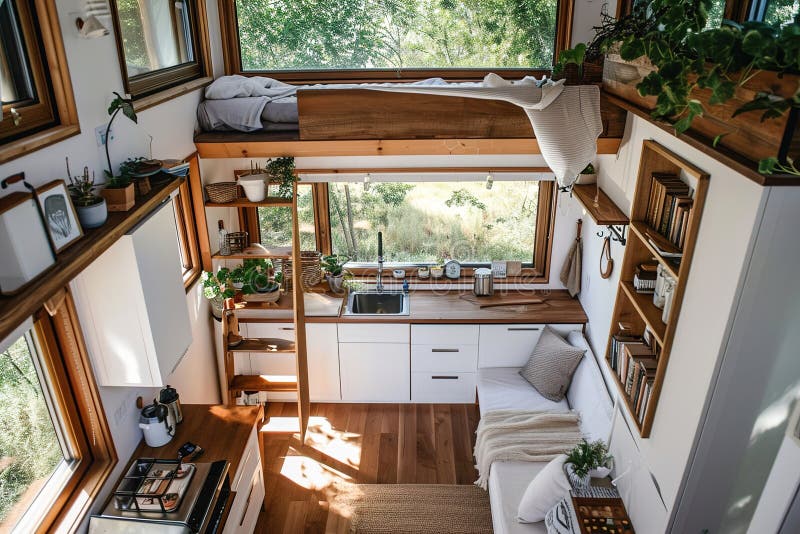 Innovative Storage Solutions Inside a Tiny House. Stock Illustration ...