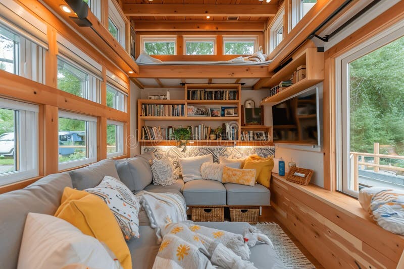 Innovative Storage Solutions Inside a Tiny House. Stock Illustration ...