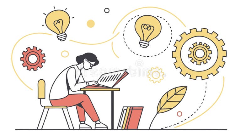 Innovative Student Studying with Bright Ideas, Vector Design Generative ...