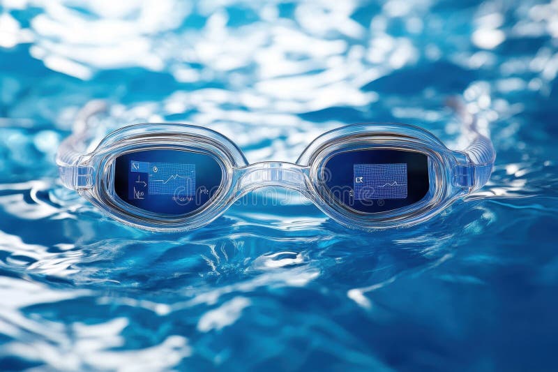Innovative Swim Goggles with Digital Display Floating on Water S ...