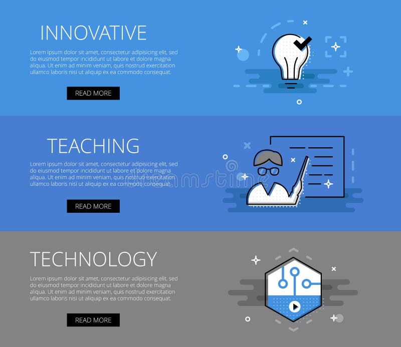 Innovative Teaching Technology. Vector Banners Set Stock Illustration ...