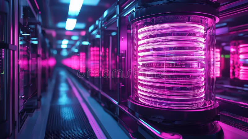 Innovative Tech Displaying Neon Energy Sources in High-tech Facility ...