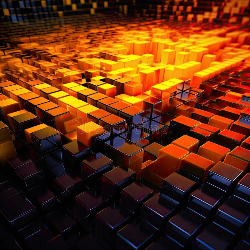 Innovative Tech Wallpaper with Aligned Glossy Cubes in Orange and ...