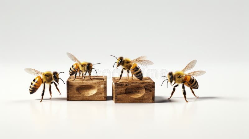 Innovative Techniques: Three Bees Carrying a Wooden Cube Stock ...