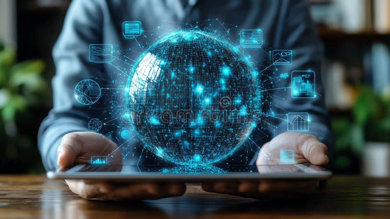 Innovative Technology Concept Showcasing a Digital Globe with Network ...