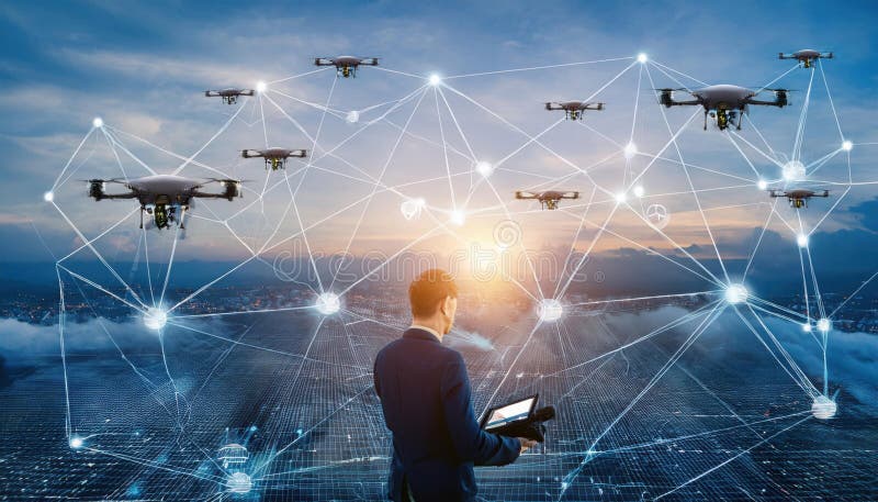 Innovative Technology Connects Multiple Drones in the Sky Above a ...