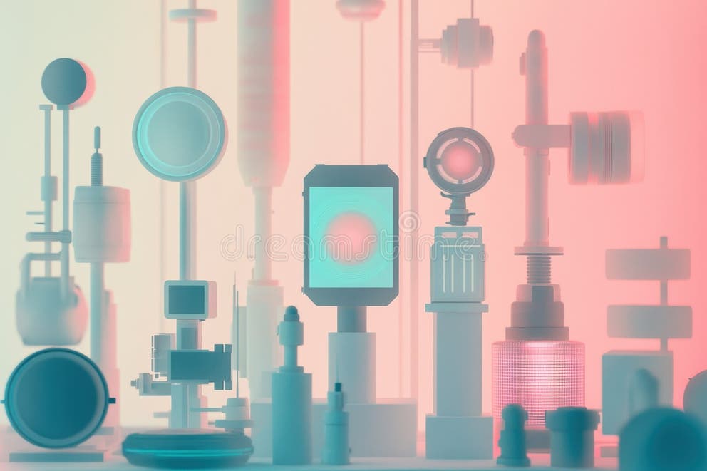 Innovative Technology Displays Arranged Artistically with Vibrant ...