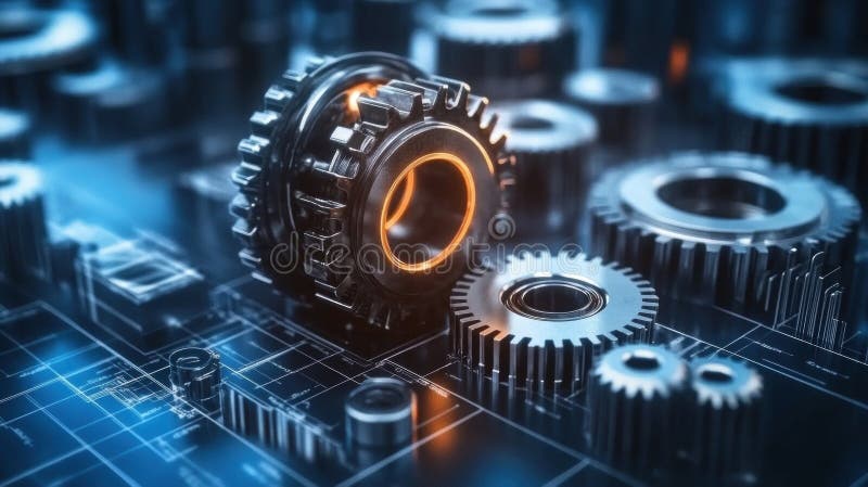 Innovative Technology and Engineering Background with Creative Concepts Stock Illustration ...