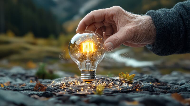Innovative Technology in Focus: a Person Holding a Light Bulb Above ...