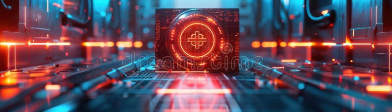 Innovative Technology Hub Featuring Holograms, Neon Lights, and High ...