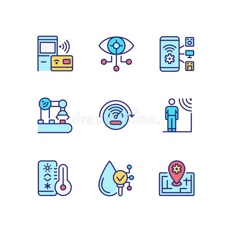 Innovative Technology Pixel Perfect RGB Color Icons Set Stock Vector ...