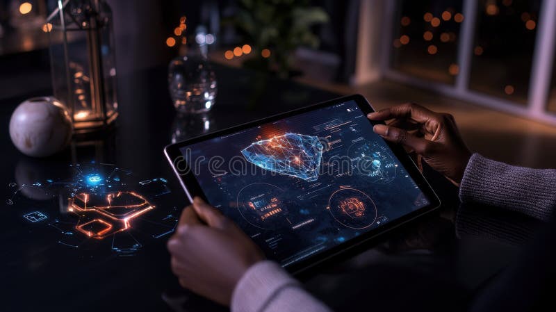 Innovative Technology Showcase Modern Workspace Digital Interface ...